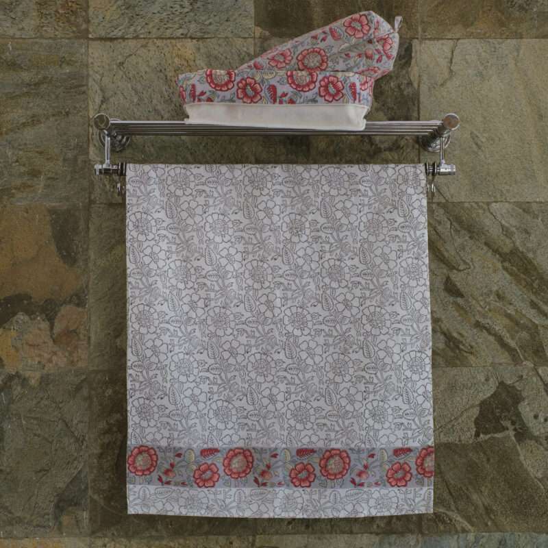INKA Cotton Shampoo Towel - Zenia Crimson Print - Spicebox Organics