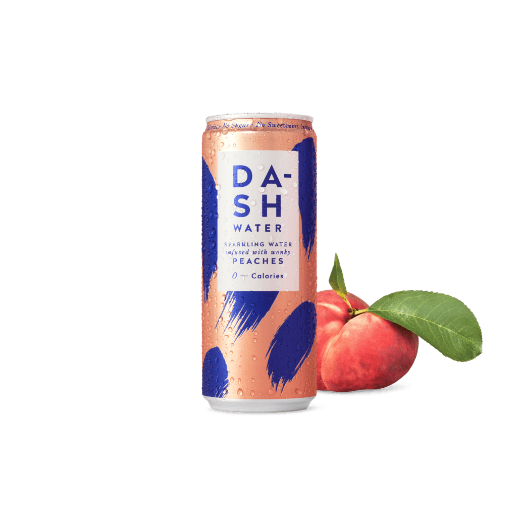 Dash peach sparkling water infused with real, wonky peaches