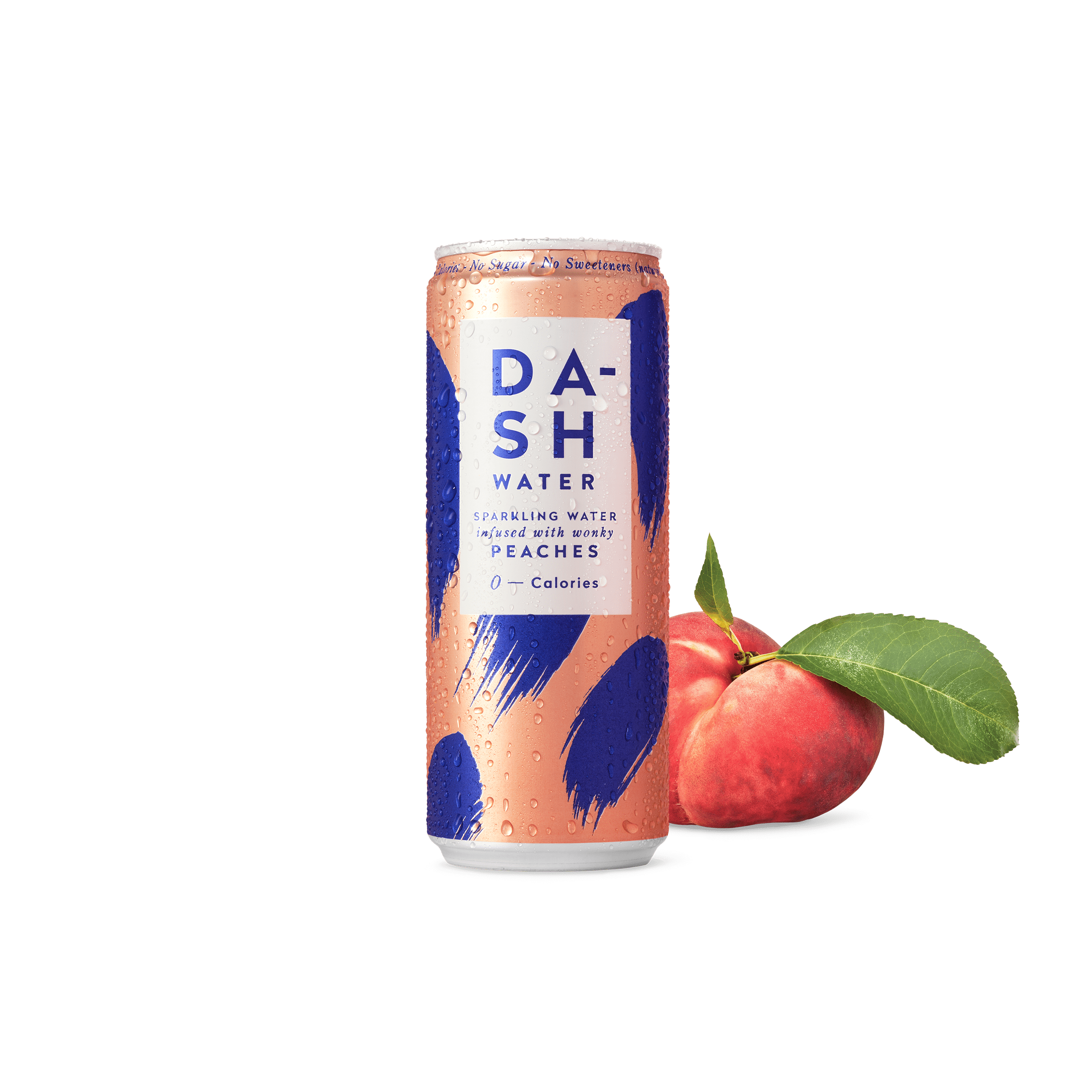 Dash peach sparkling water infused with real, wonky peaches